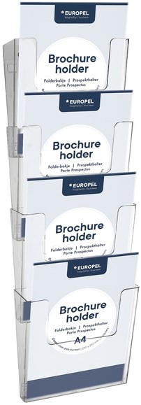 Folderhouder Europel A4 wand staand koppelb acryl 4 Stuk bij Prokan